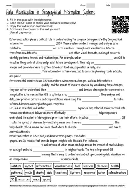 Worksheet with the topic "Data Visualization in Geographical ...